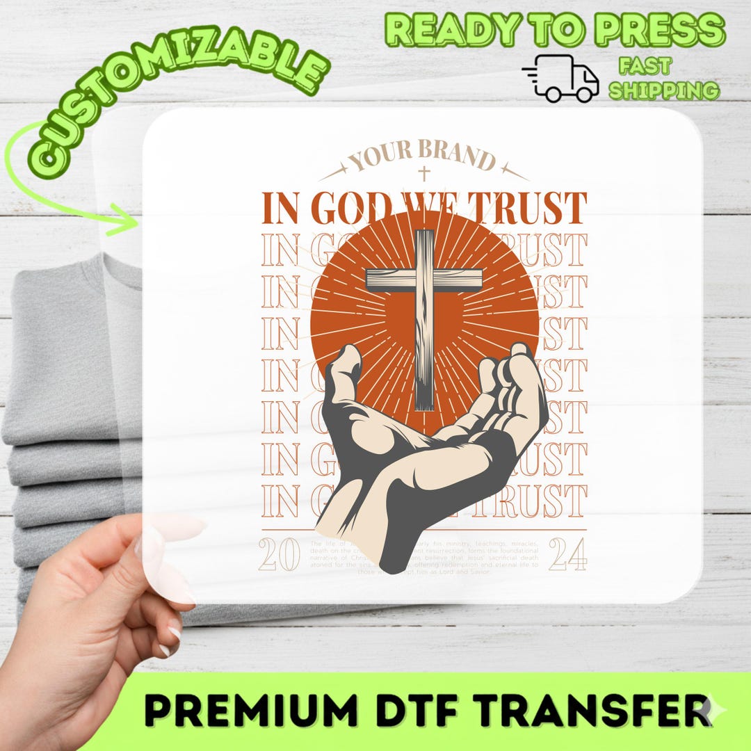 Inspirational Christian Iron-on DTF Transfer With Christian Cross ...