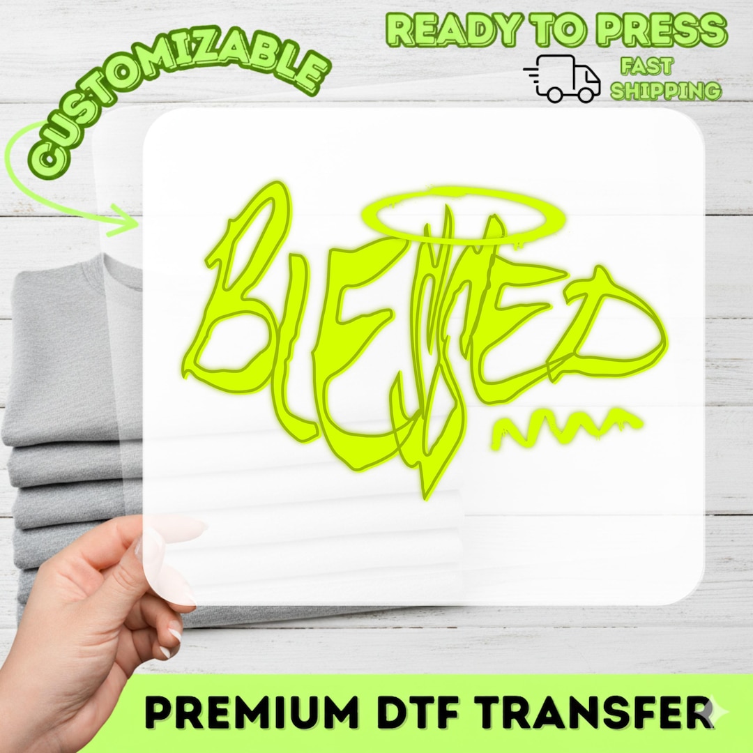 Blessed Graffiti DTF Transfer Spiritual Tee Neon Urban Art Iron-on for ...