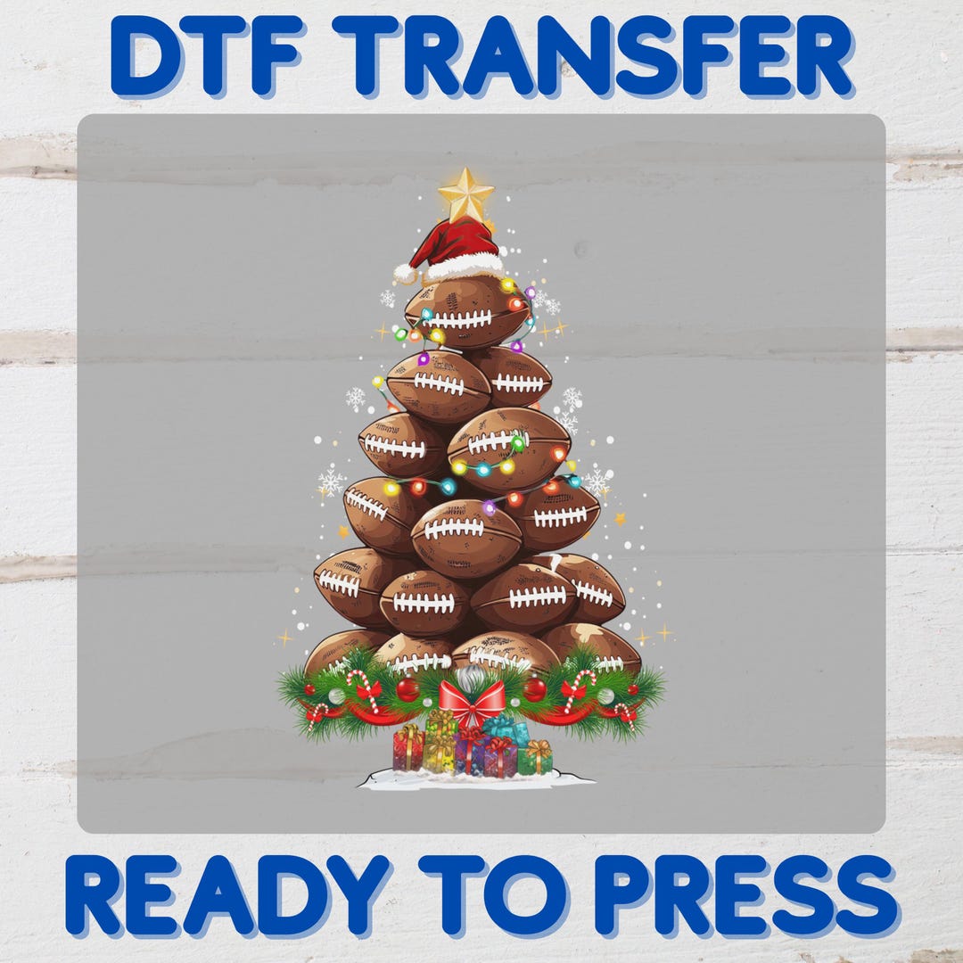Football Christmas Tree DTF Transfer, Festive Holiday Sports Decor ...