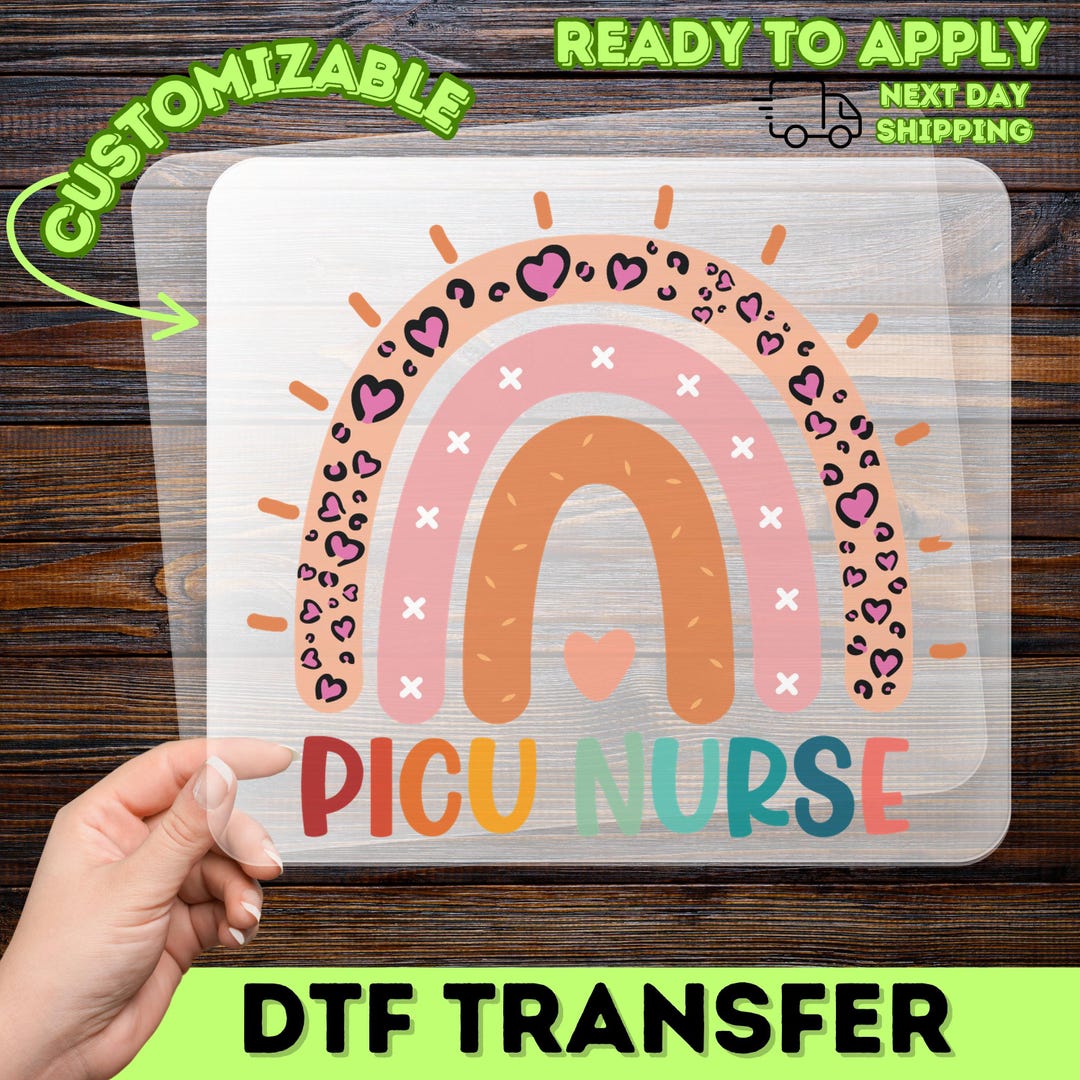 PICU Nurse Rainbow Hearts DTF Transfer, Medical Squad Appreciation ...