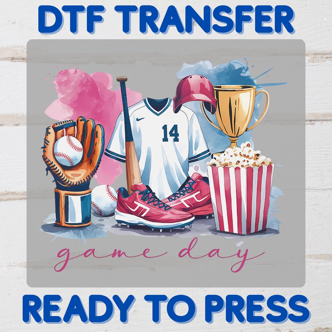 Game Day Baseball DTF Transfer, Watercolor Sports Fan Iron-on Decal ...