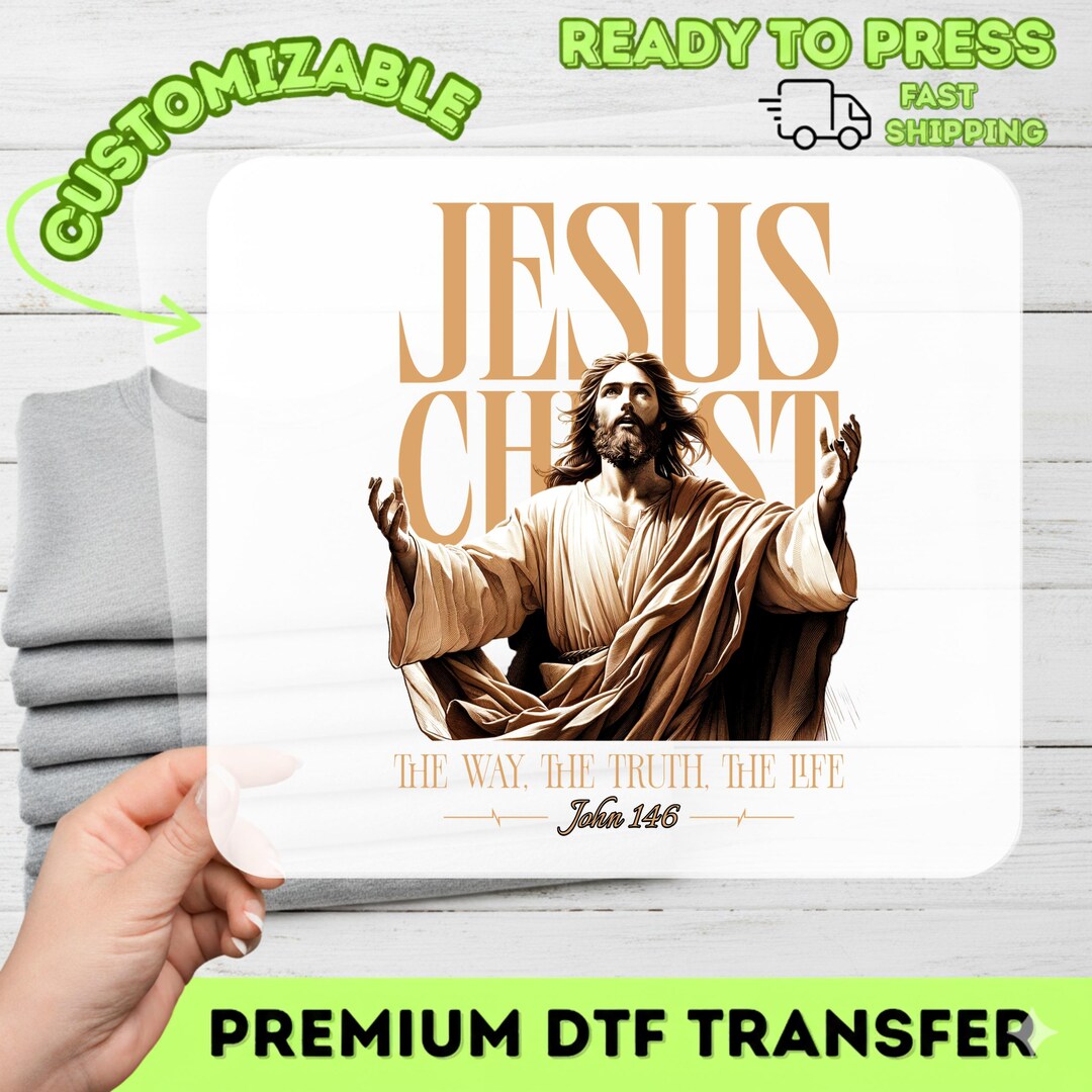 Inspiring Jesus Christ Religious DTF Transfer With Bible Verse for ...