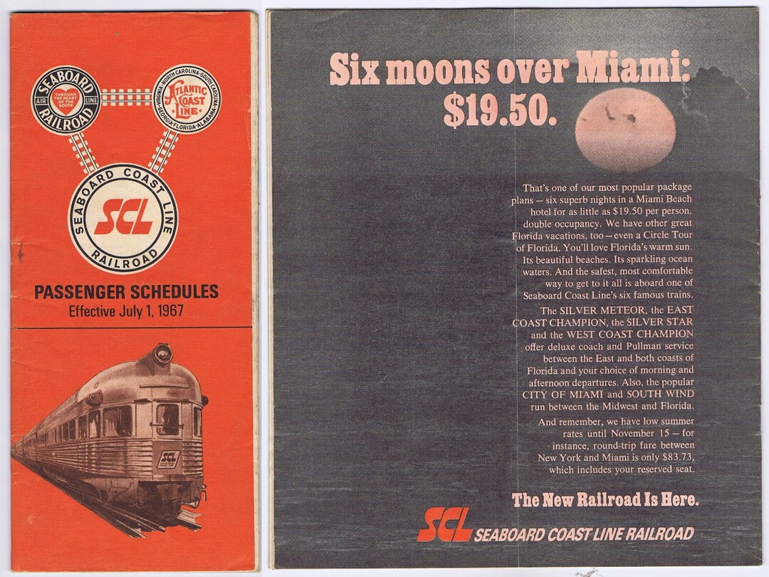 Vintage 1967 SCL Railroad Timetable Vintage Railroad Timetable Seaboard ...