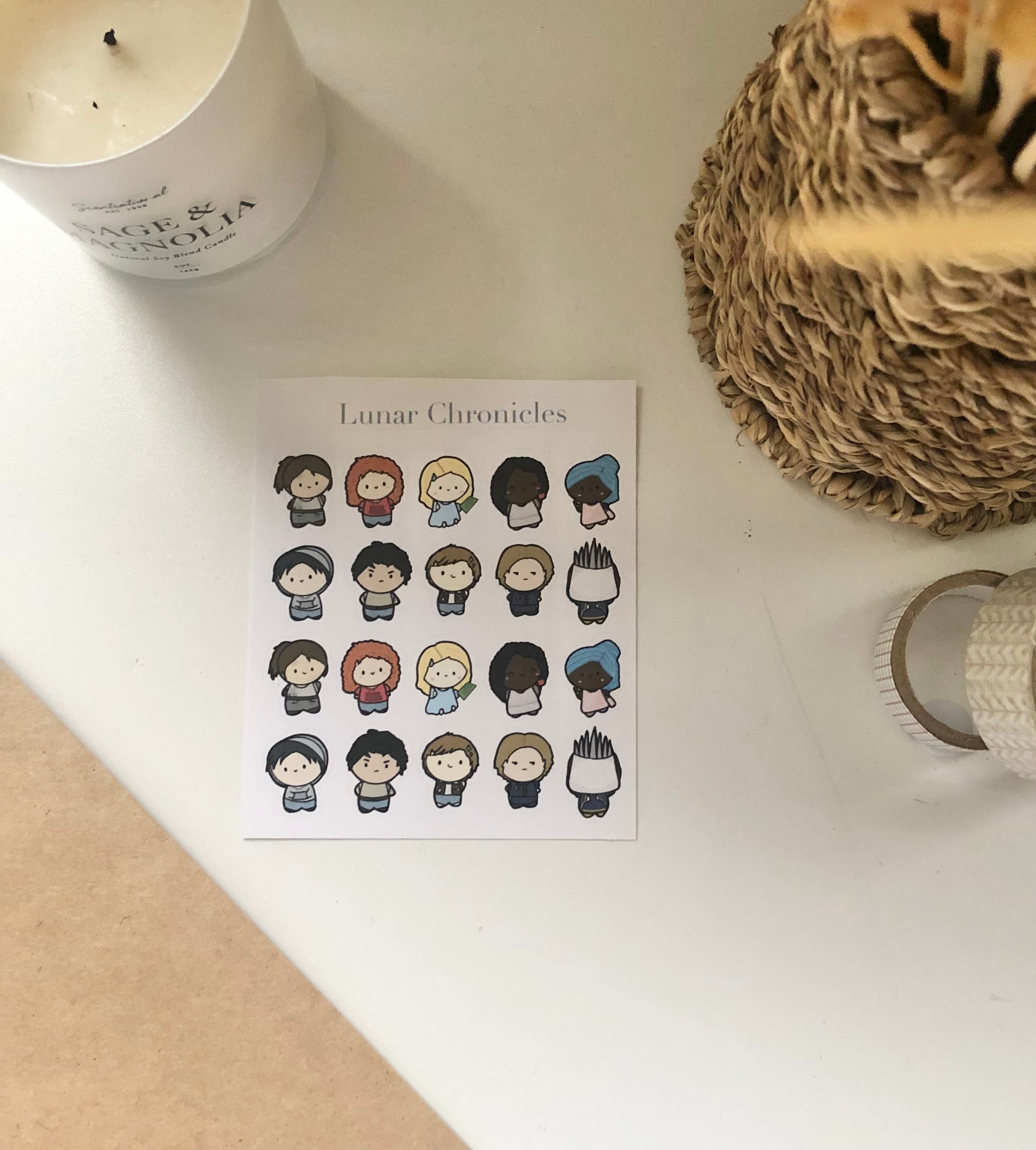 Sticker Sheet: Lunar Chronicles Cinder Stickers Bookworm Gift Booklover ...