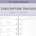 Subscription Tracker Printable Pocket Size Membership Service Checklist ...
