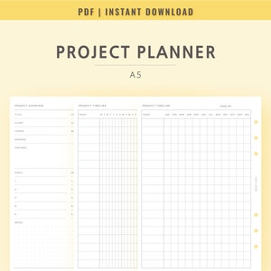 Project Planner Printable Template Pages A5 Project Overview Timeline ...