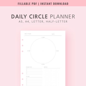Daily Circle Planner Printable Template Circle of Time - Etsy