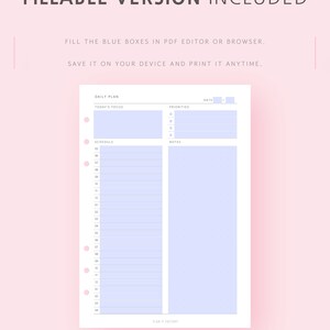 Daily Time Block Planner Printable Insert Minimalist Page - Etsy