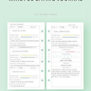 Mindful Eating Journal and Weekly Check-in Printable Pages Personal ...