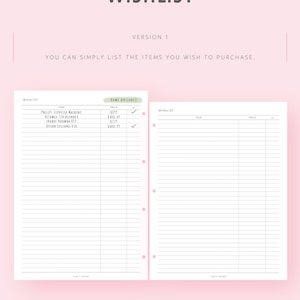 Wish List Printable Planner Inserts A4, Letter Minimalist Wishlist Page ...
