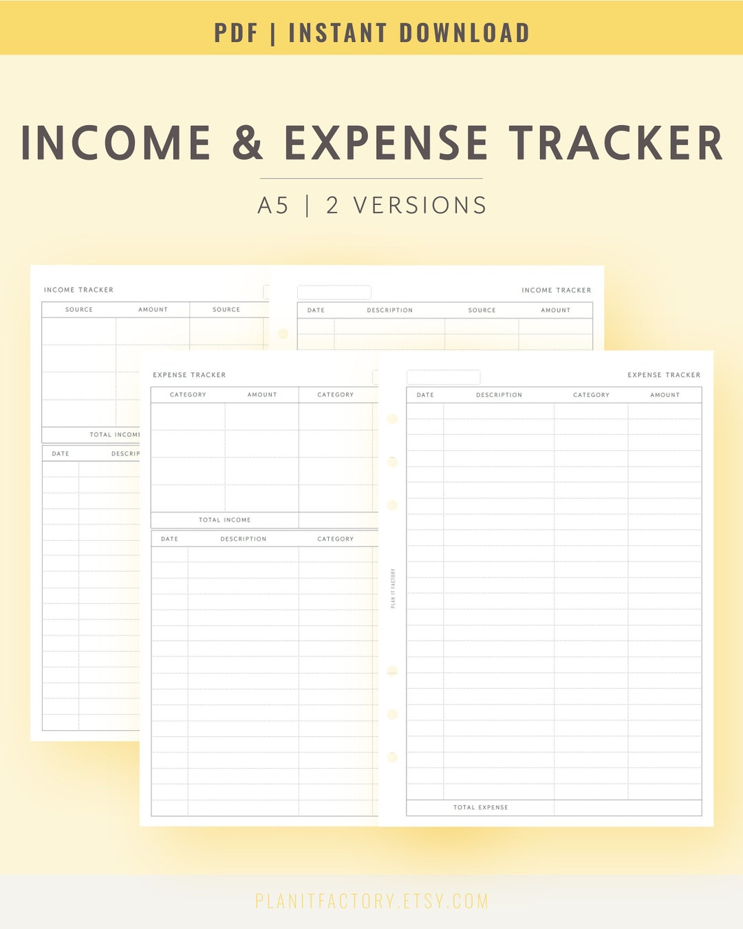Income & Expense Tracker Printable Pages A5 Financial Management ...