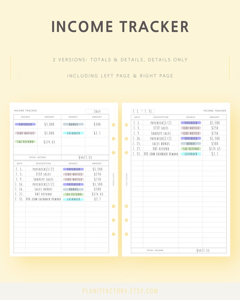Income & Expense Tracker Printable Pages A5 Financial Management ...