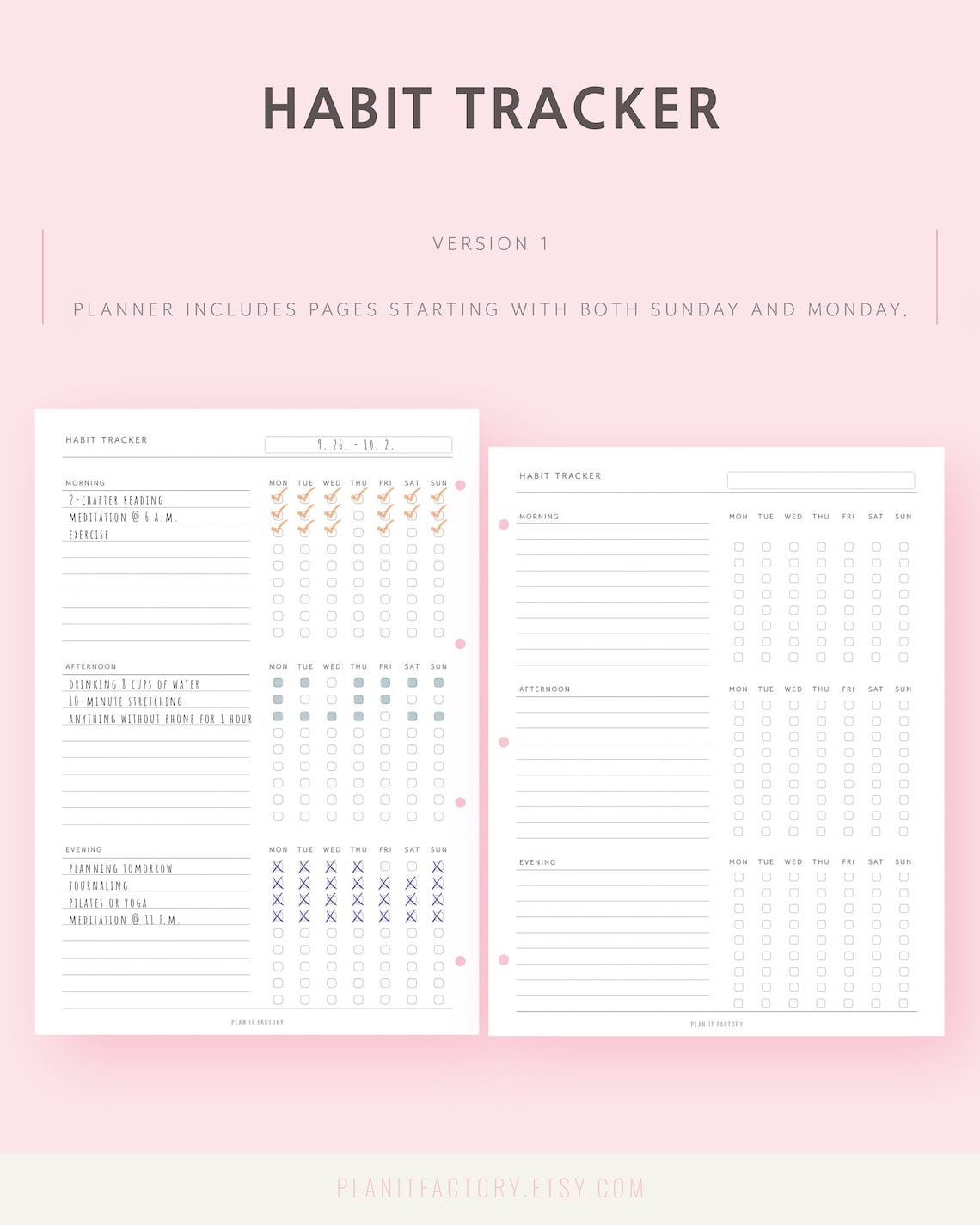 Weekly Habit Tracker Printable A4, Letter Simple Daily Routine Tracker ...