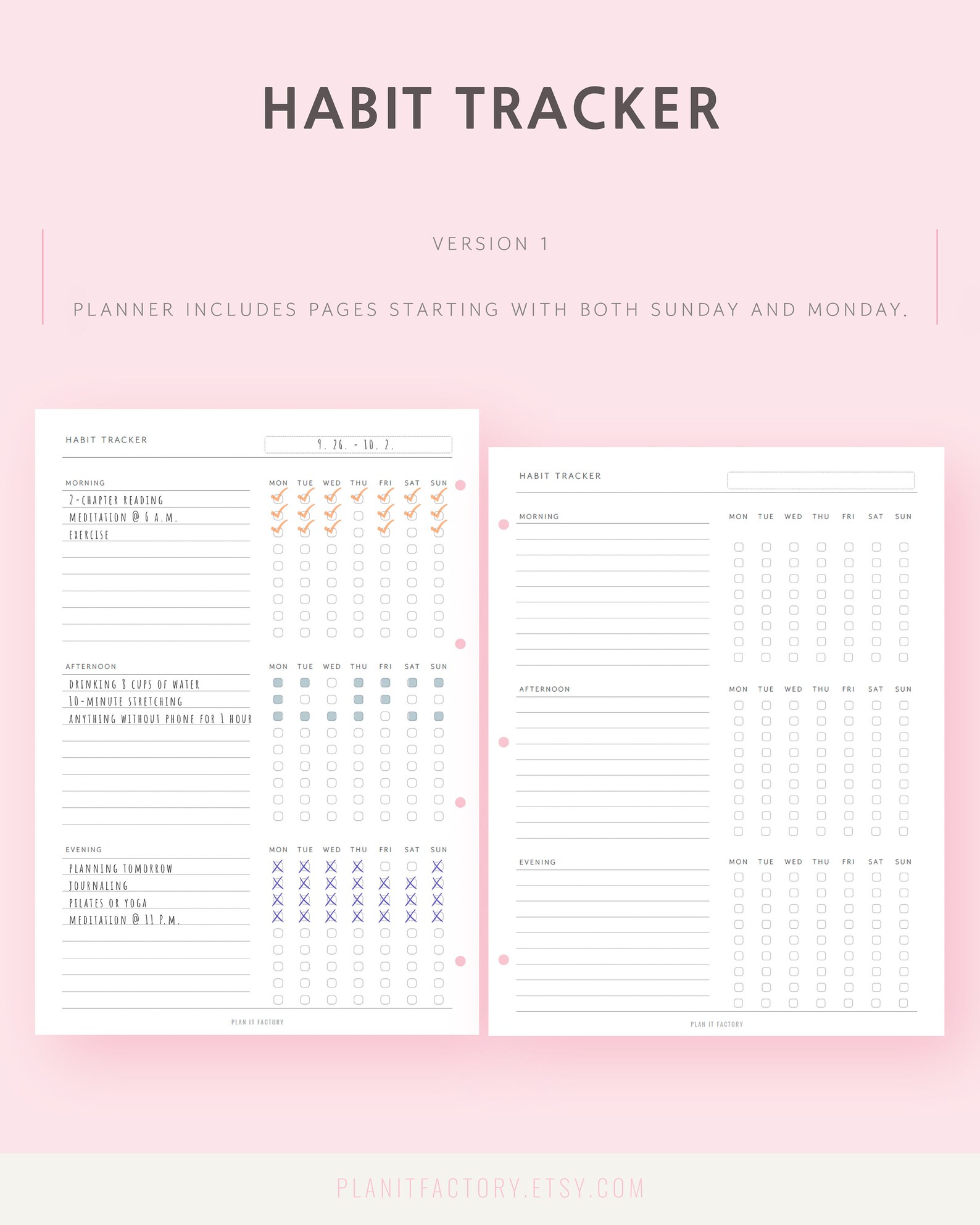 Weekly Habit Tracker Printable A4, Letter Simple Daily Routine Tracker ...