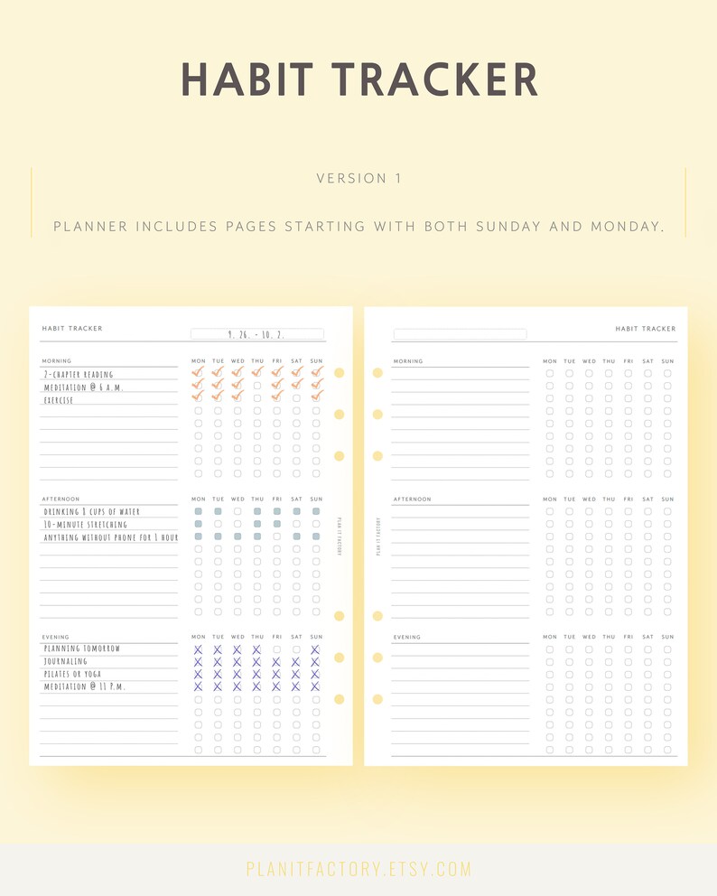 Weekly Habit Tracker Printable A5 Simple Daily Routine Tracker Template ...
