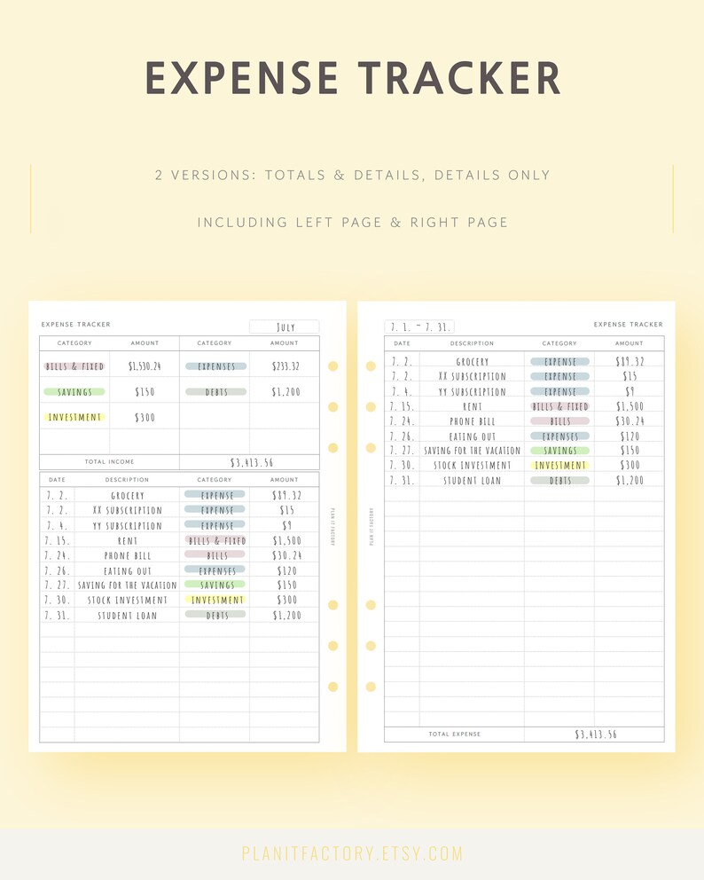 Income & Expense Tracker Printable Pages A5 Financial Management ...