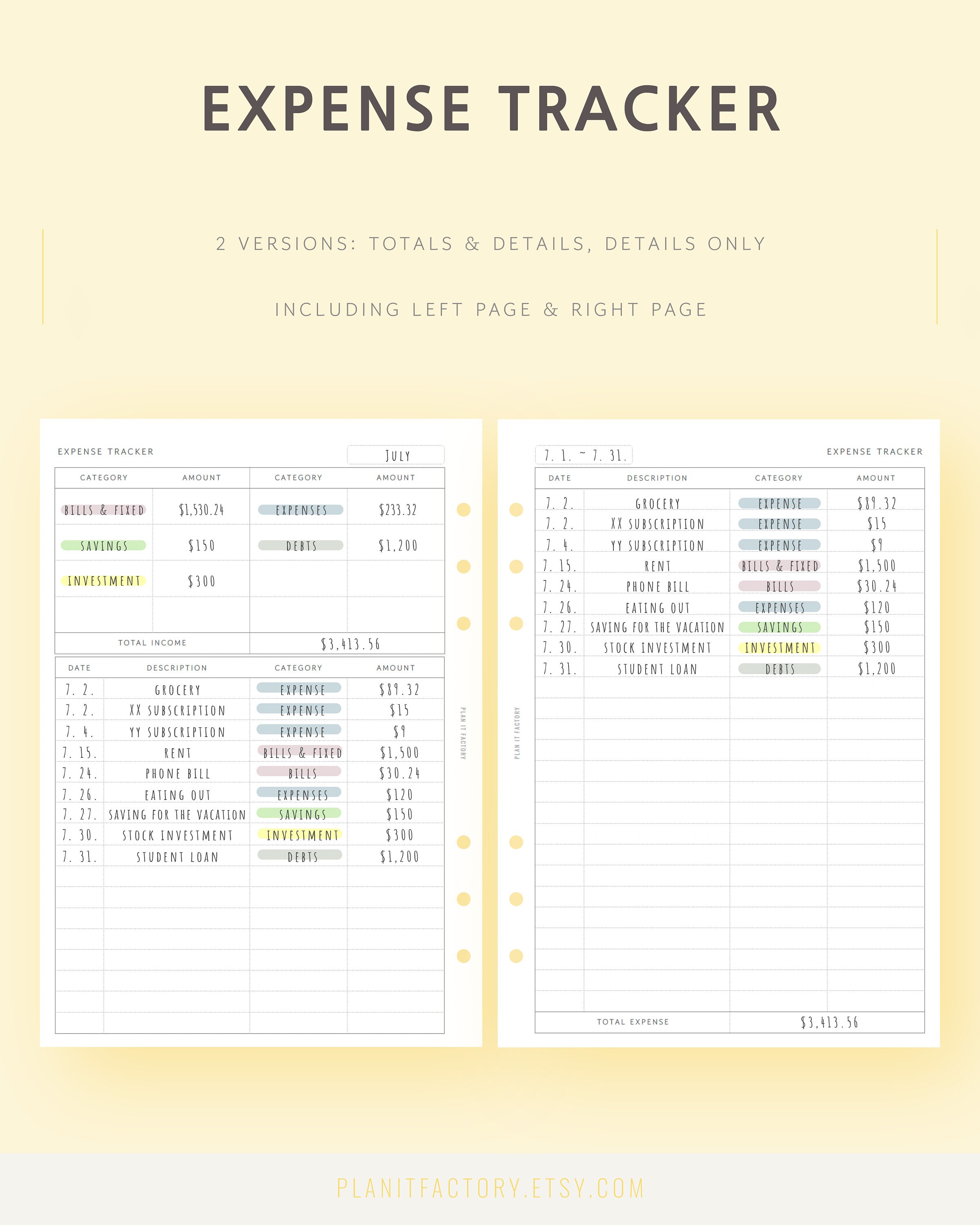Income & Expense Tracker Printable Pages A5 Financial Management ...