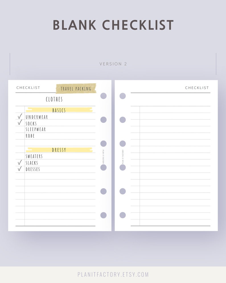 Blank Checklist Printable Worksheet Pocket Size Minimalist Get It Done ...