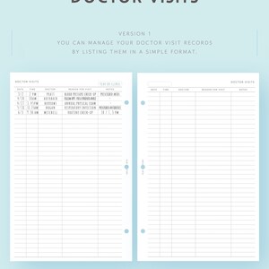 Doctor Visit Tracker Printable Pages Half Letter Medical Specialist ...