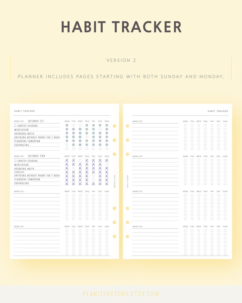 Weekly Habit Tracker Printable A5 Simple Daily Routine Tracker Template ...