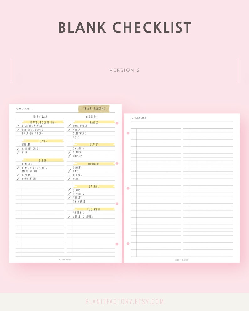 Blank Checklist Printable Worksheet A4, Letter Minimalist Get It Done ...