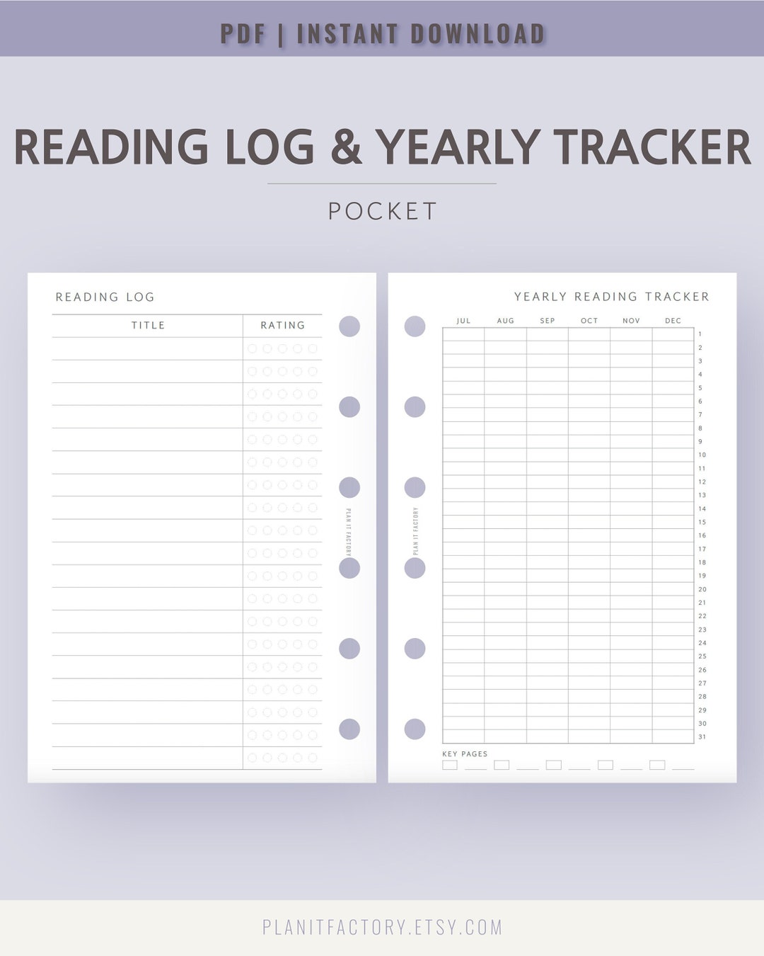 Reading Log & Yearly Reading Tracker Printable Template Pocket Size ...