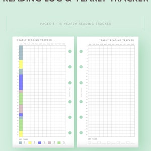 Reading Log & Yearly Reading Tracker Printable Template Personal Size ...