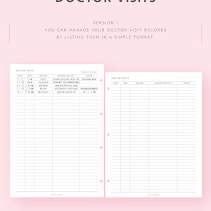 Doctor Visit Tracker Printable Pages A4, Letter Medical Specialist ...