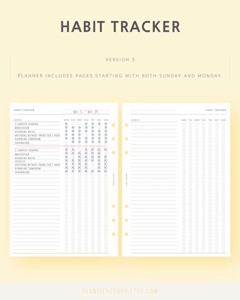 Weekly Habit Tracker Printable A5 Simple Daily Routine Tracker Template ...