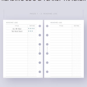 Reading Log & Yearly Reading Tracker Printable Template Pocket Size ...