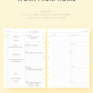 Daily Work From Home Planner Printable Pages A5 Time Block Planner ...