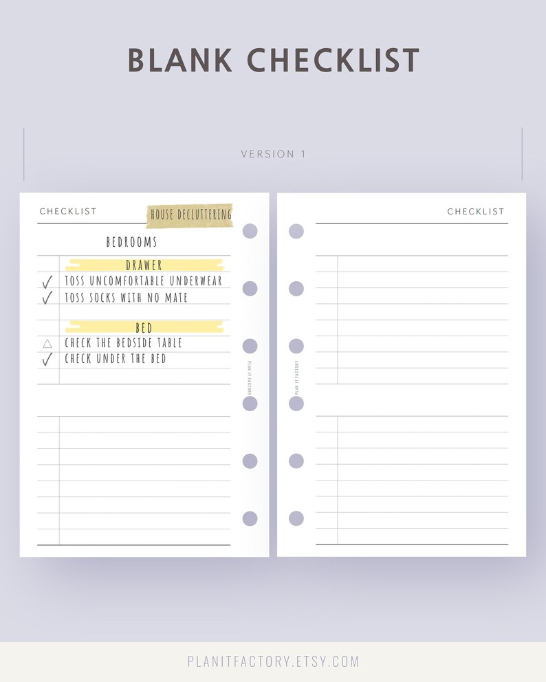 Blank Checklist Printable Worksheet Pocket Size Minimalist Get It Done ...