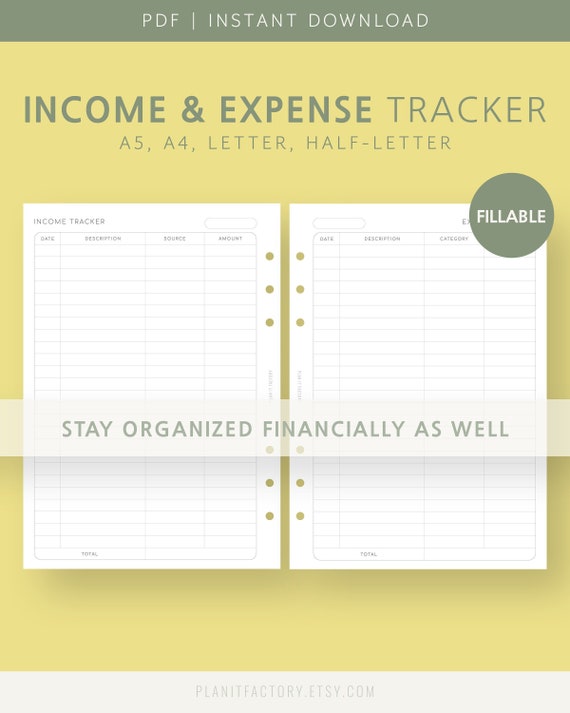 Income & Expense Tracker Printable Pages Financial Tracker | Etsy
