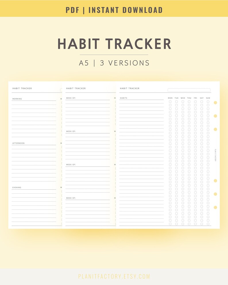 Weekly Habit Tracker Printable A5 Simple Daily Routine Tracker Template ...