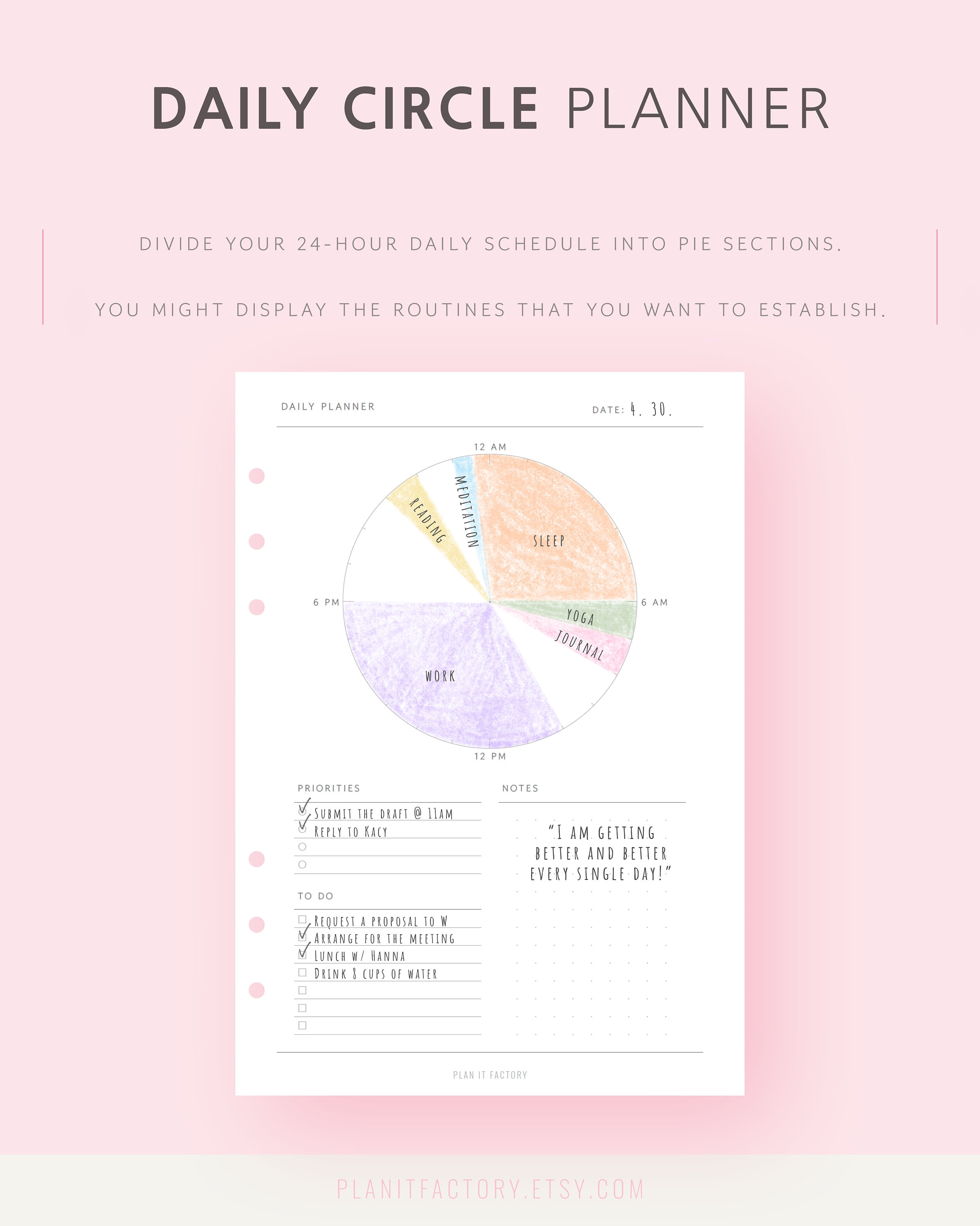 Daily Circle Planner Printable Template Circle of Time - Etsy