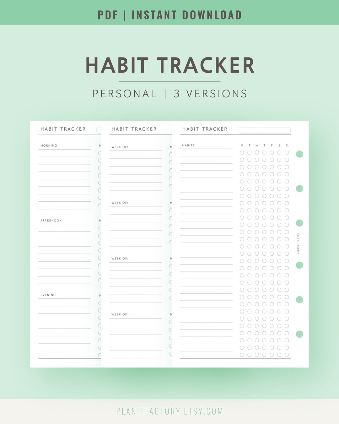 Buy Weekly Habit Tracker Printable Personal Size Simple Daily Routine ...