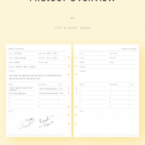 Project Planner Printable Template Pages A5 Project Overview Timeline ...