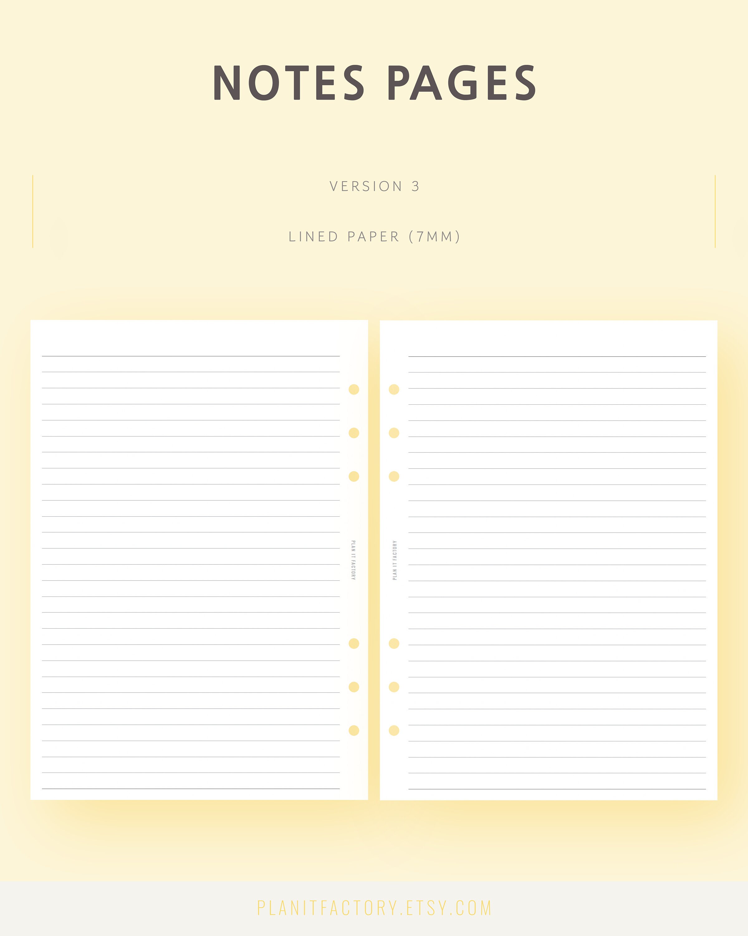 Lined, Grid, Dotted Paper Printable Pages for Note Taking A5 Basic ...
