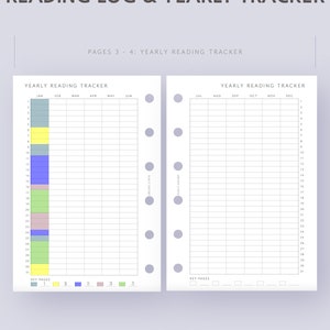 Reading Log & Yearly Reading Tracker Printable Template Pocket Size Yearly Book Tracker for Book ...