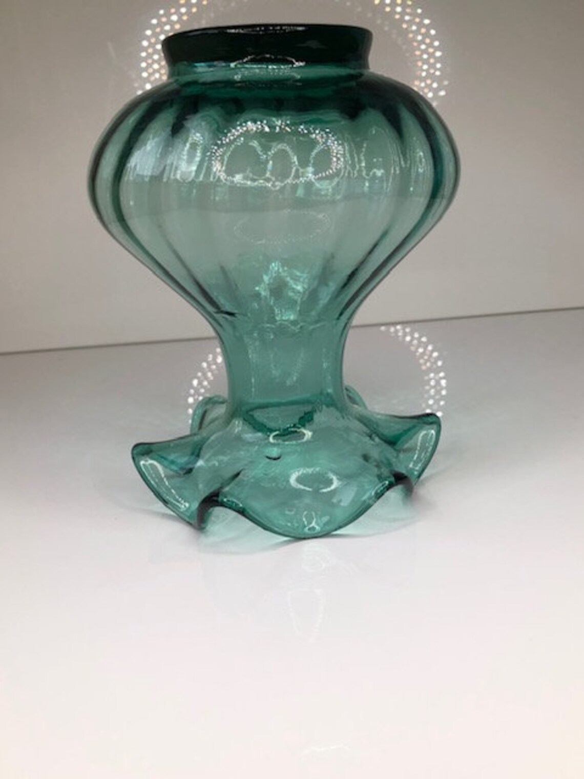 Fenton Sea Mist Green Ruffle Top Vase - Etsy
