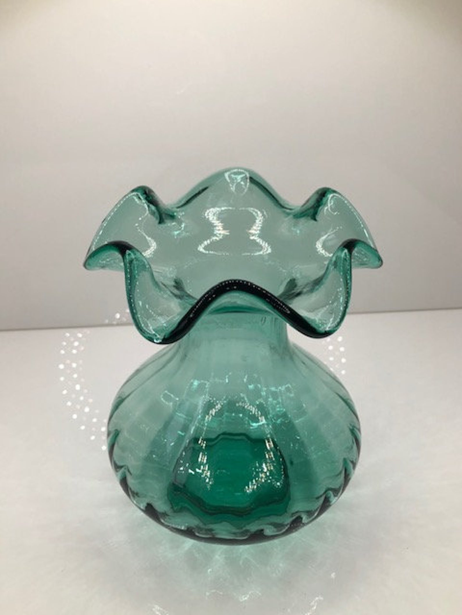Fenton Sea Mist Green Ruffle Top Vase - Etsy