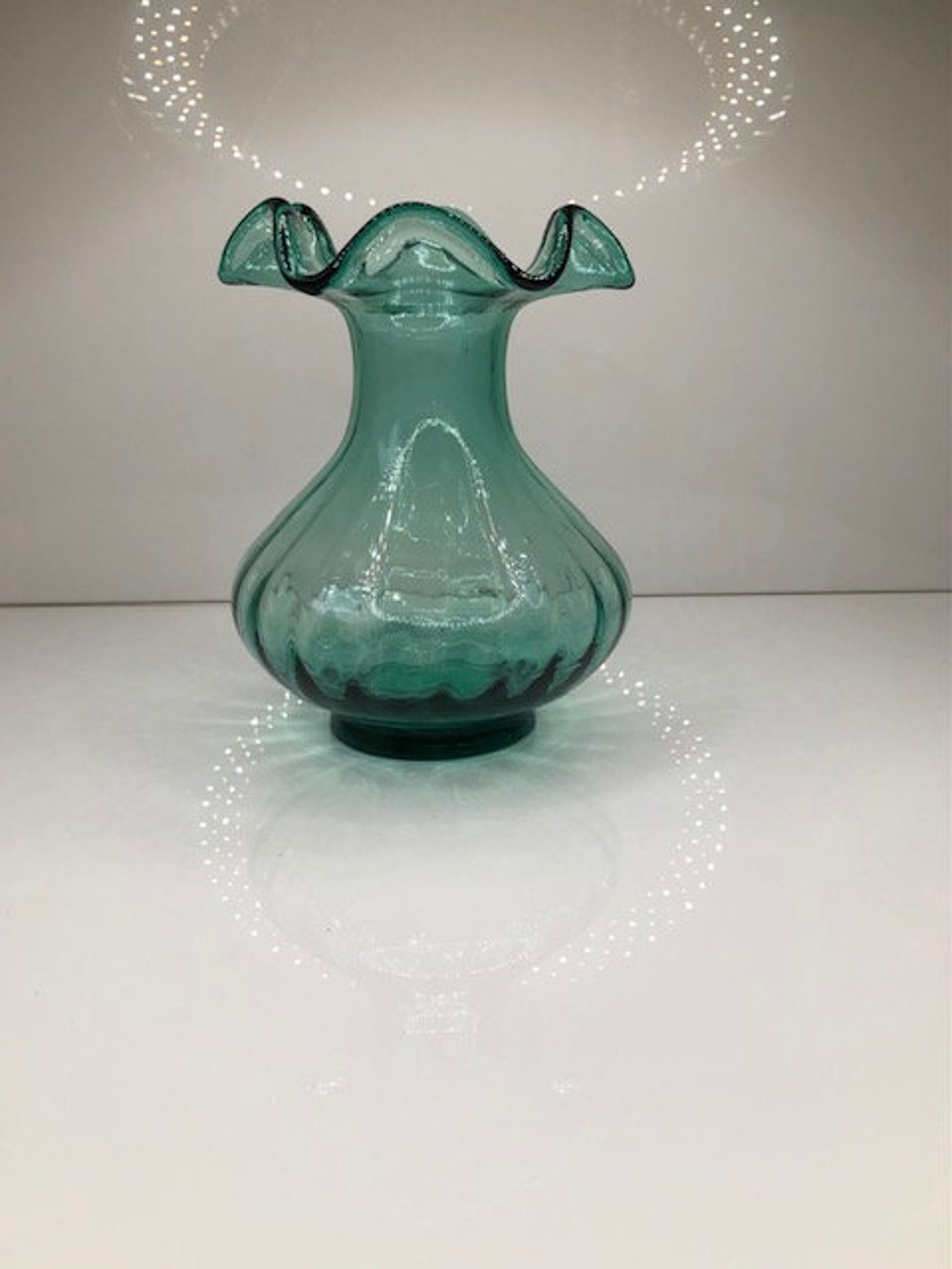 Fenton Sea Mist Green Ruffle Top Vase - Etsy