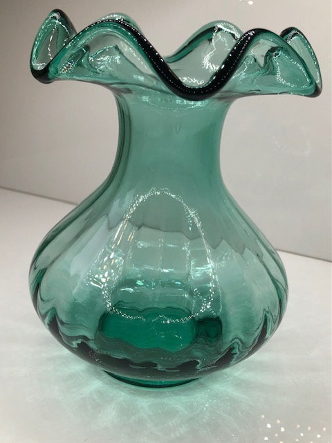 Fenton Sea Mist Green Ruffle Top Vase - Etsy