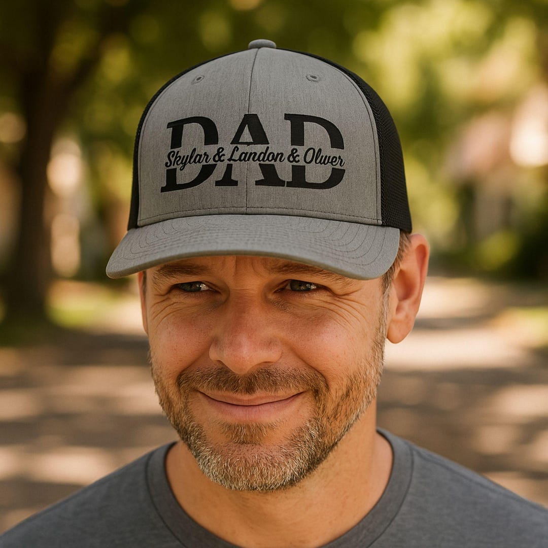 Custom Dad Hat With Kids Names Trucker Hat Fathers Day Gift for Dad ...