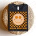 Retro Smiley Face Pumpkin Eyes Checkered Hello Pumpkin PNG - Etsy