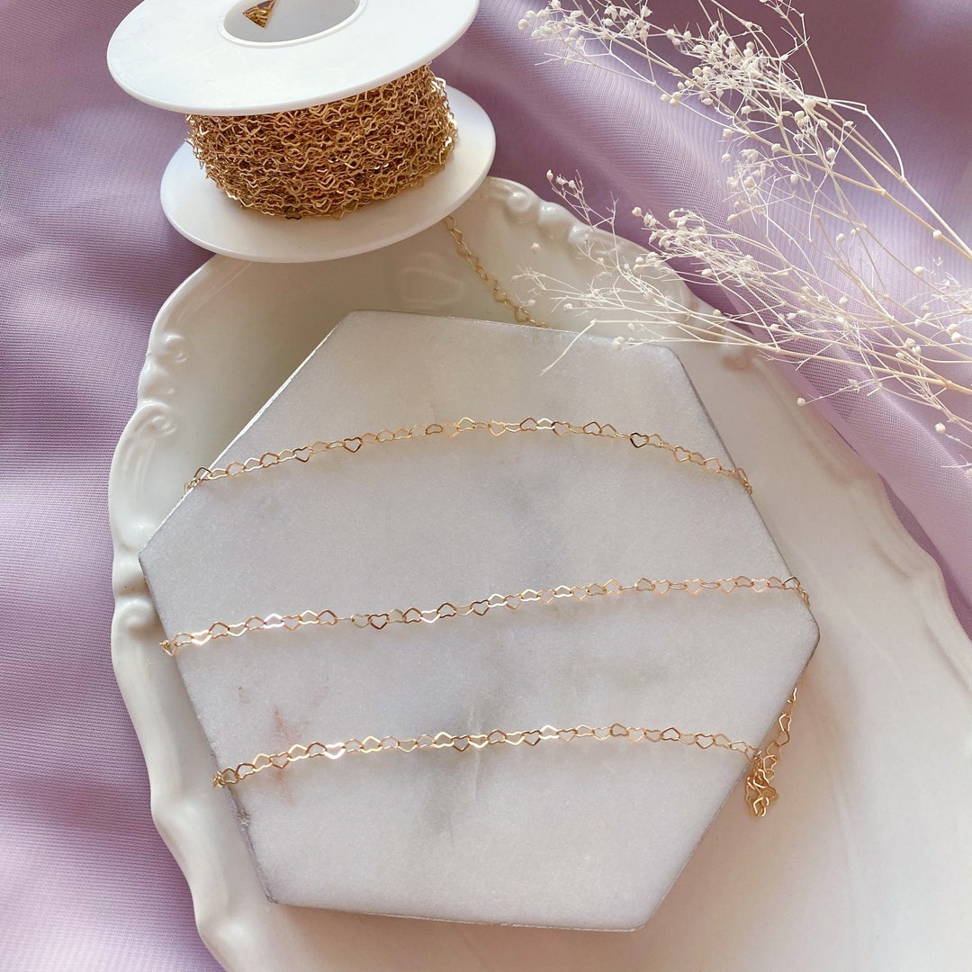 14K Gold Filled 3.8mm2.8mm Flat Heart Cable Chain Custom Length Available made in USA - Etsy