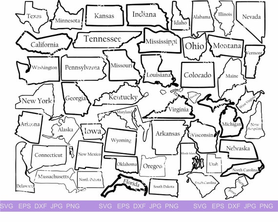 States Outline Svg Bundle United States Svg US Outlines Svg | Etsy