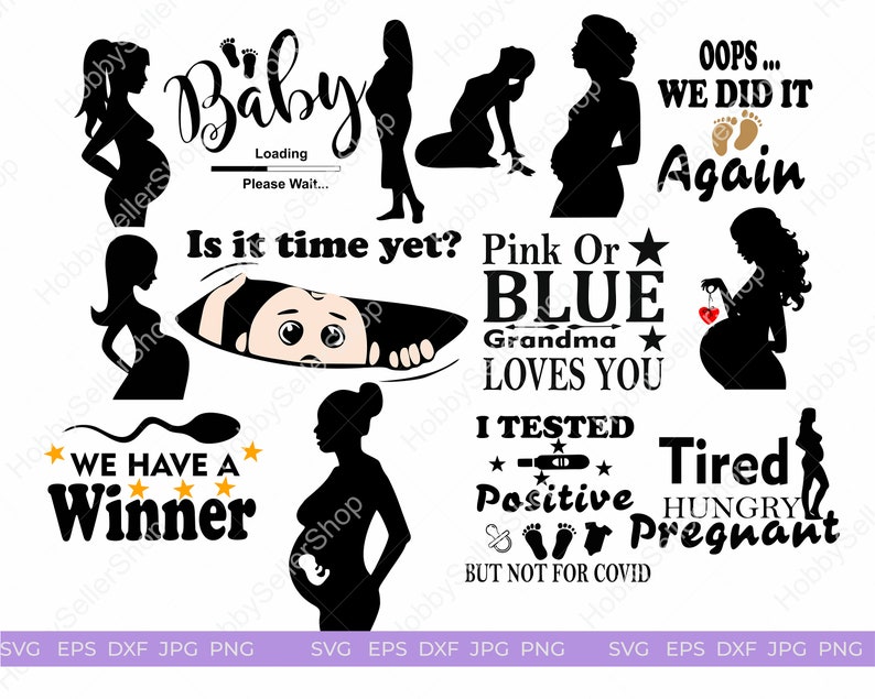 Pregnancy Svg Silhouette Clipart Pregnant Woman Mom To Be Etsy