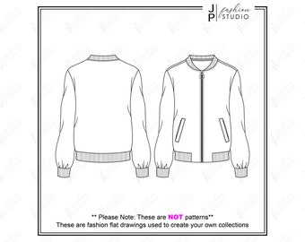 Bomber Jacket Set 1_CAD Technical Drawing Template_adobe Illustrator ...