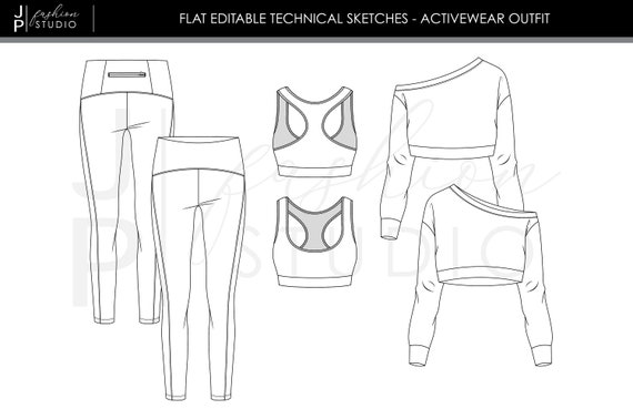 Women Activewear Outfit 3 Styles Vector Fashion Flat - Etsy India